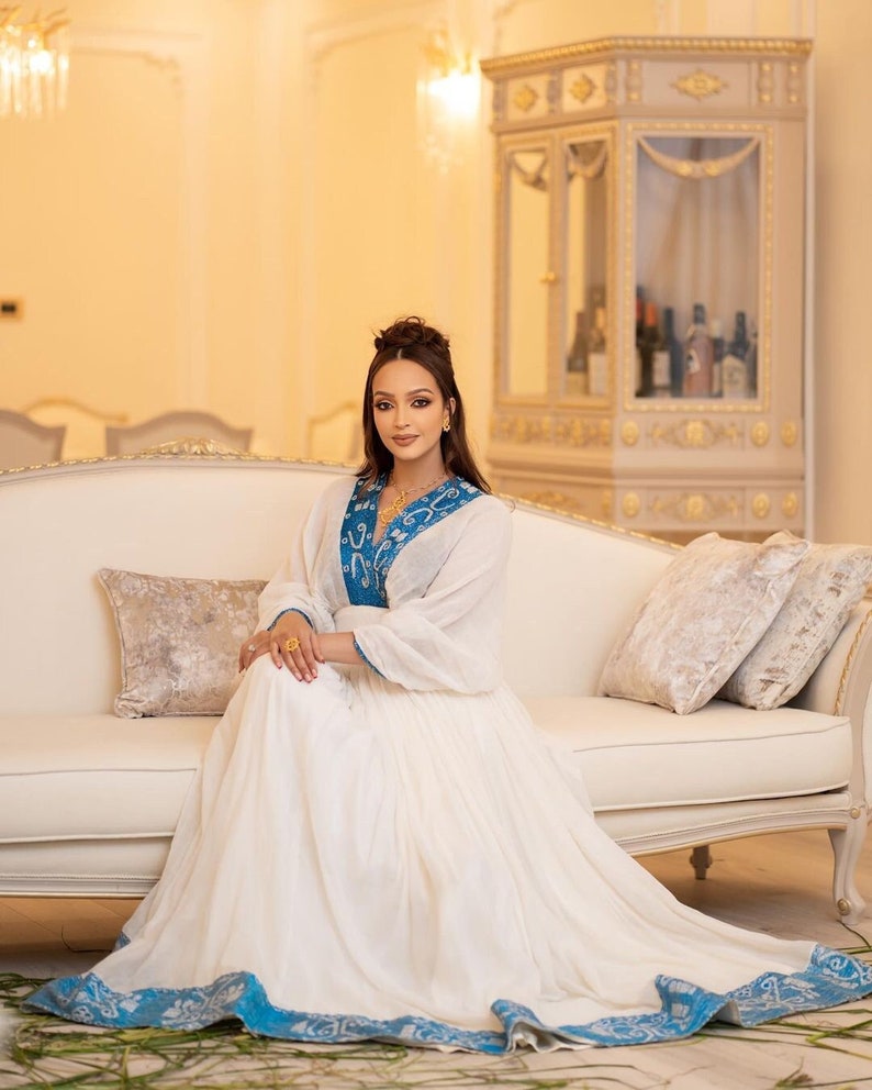 A Stunning Habesha Kemis With Menen Fabric Modern Shimena - Etsy