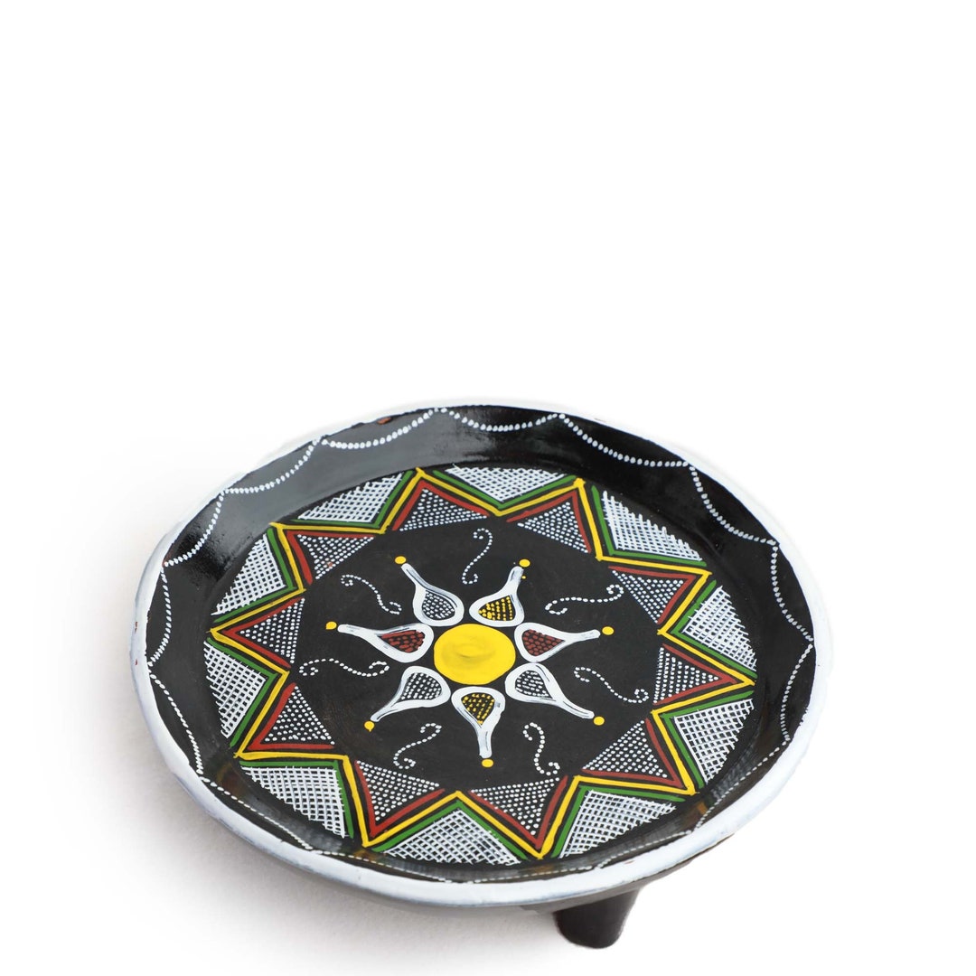 Handmade Ethiopian Coffee Tray Rekebot With Vibrant Clay Drawings Add ...