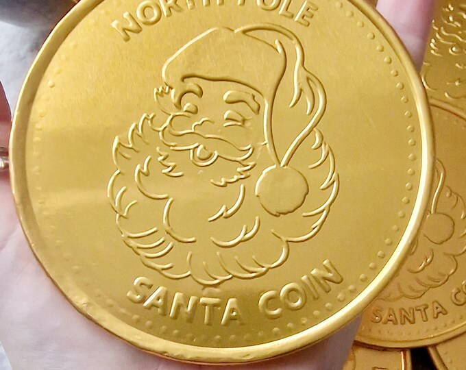North Pole Chocolate Coins Large Chocolate Coin Santa Coin - Etsy UK
