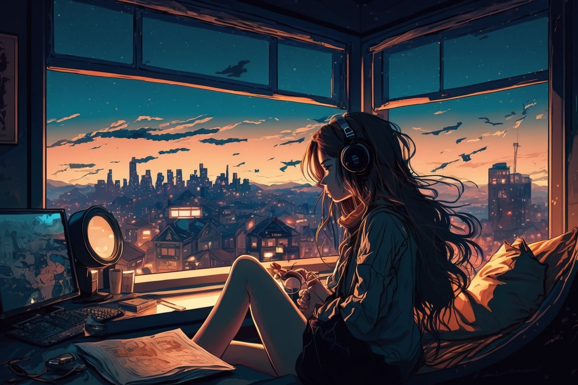 LOFI Pack of 10 Anime Style Images, Lo-fi Illustrations for Videos ...