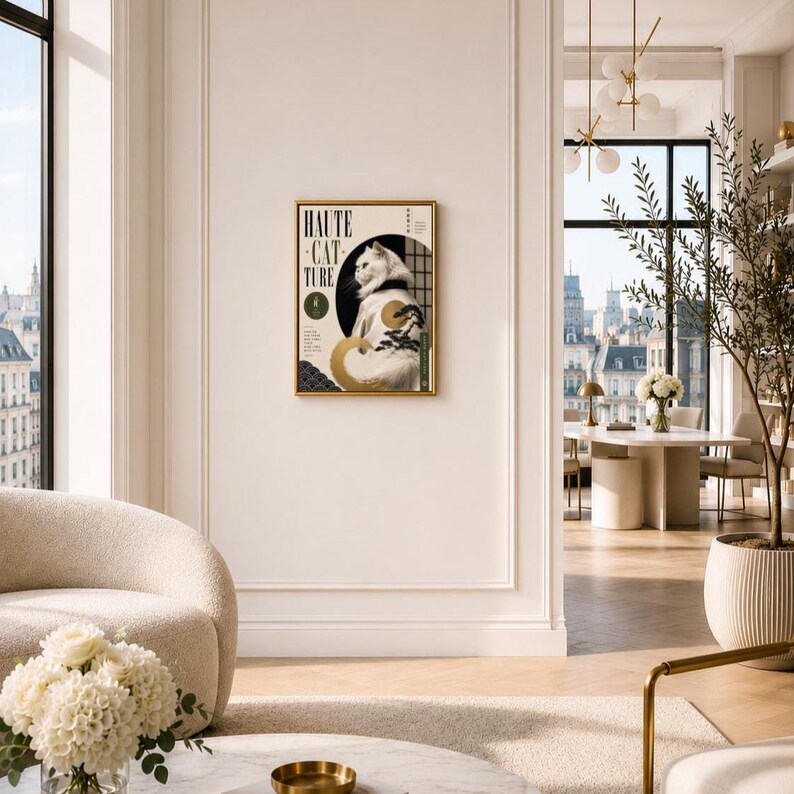 Haute-cat-ture Persian Cat Japanese Fashion Print | Luxury Feline Wall ...