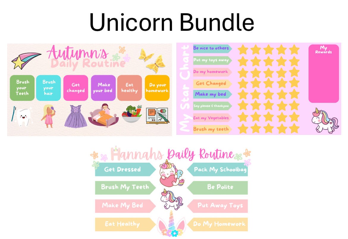Childrens Daily Routine & Reward Charts - Etsy