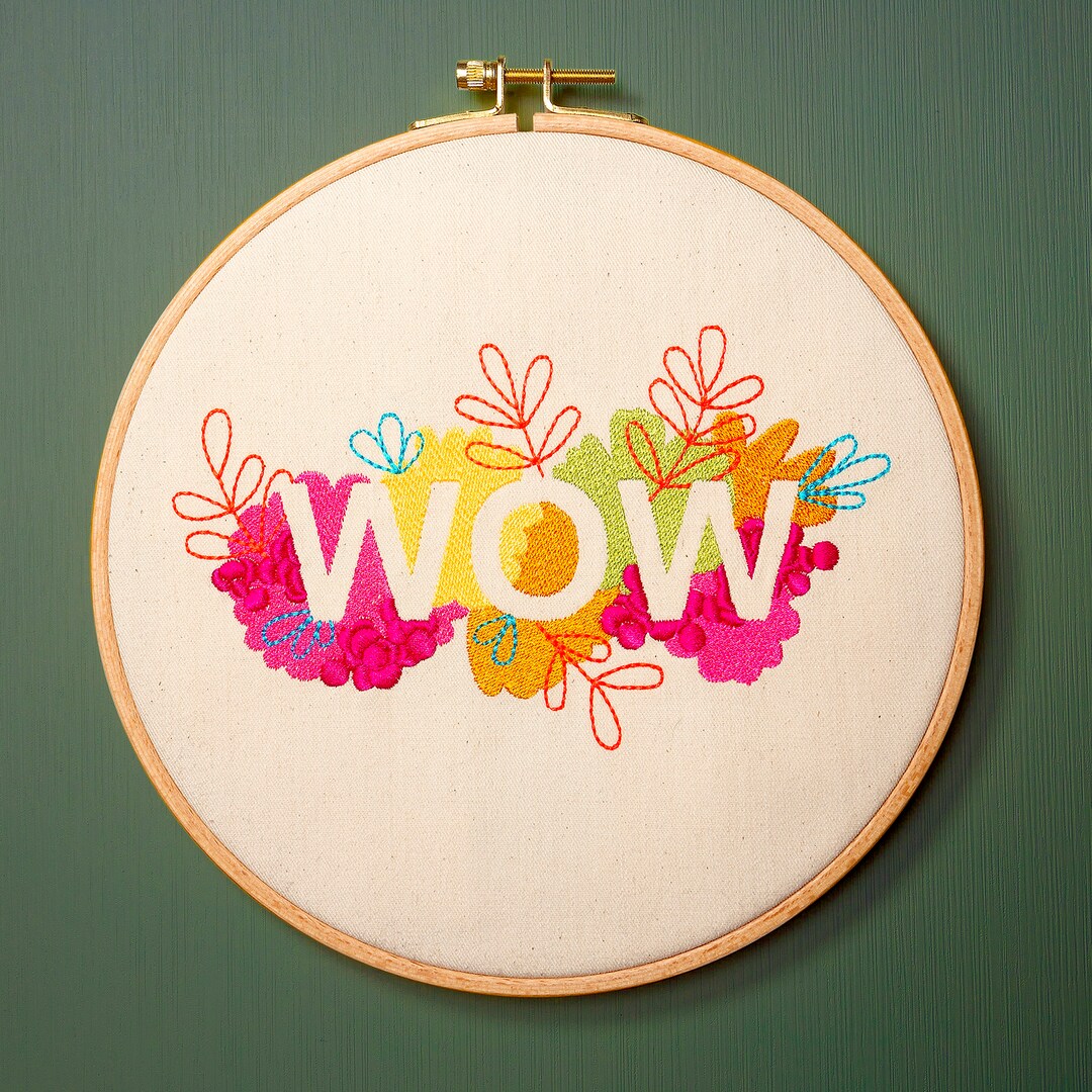 Embroidery File WOW Instant Download Flower Tendril With Writing ...