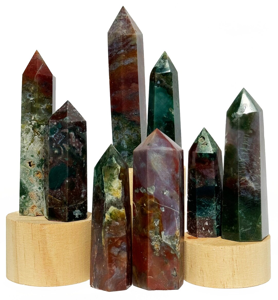 Natural Ocean Jasper Crystal Point Towers Solar Plexus, Heart and ...