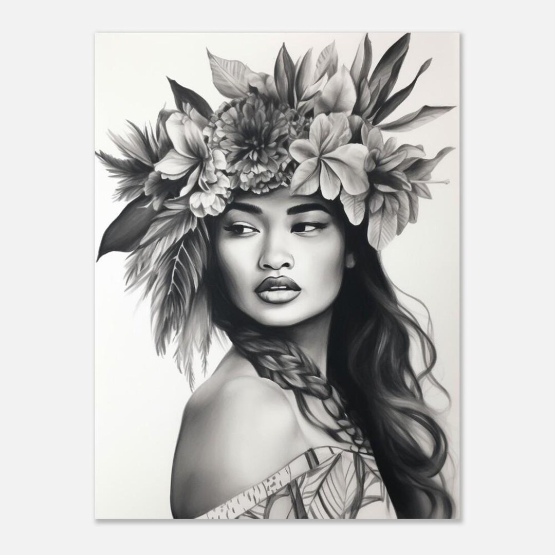 Monochrome Polynesian Beauty Light Background Soft Ethereal Portrait ...