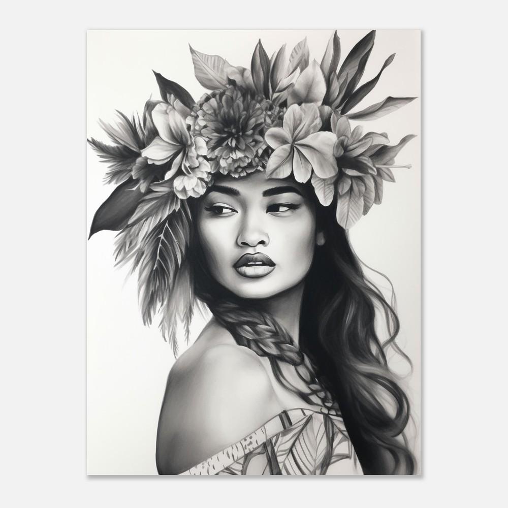 Monochrome Polynesian Beauty Light Background Soft Ethereal Portrait ...