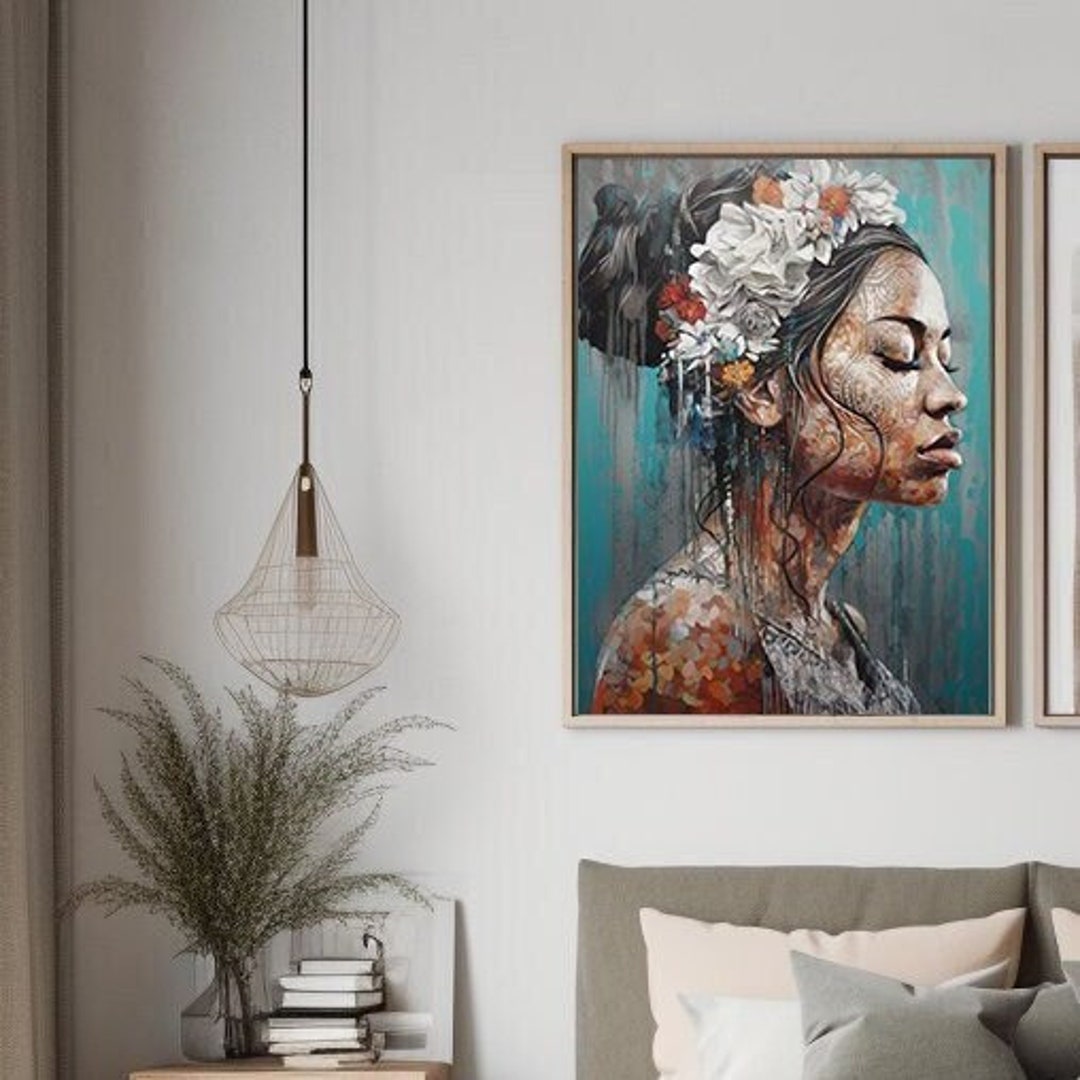 Boho Lacey Flowers Beauty in Rain, Stretched Canvas Print, Ready to ...