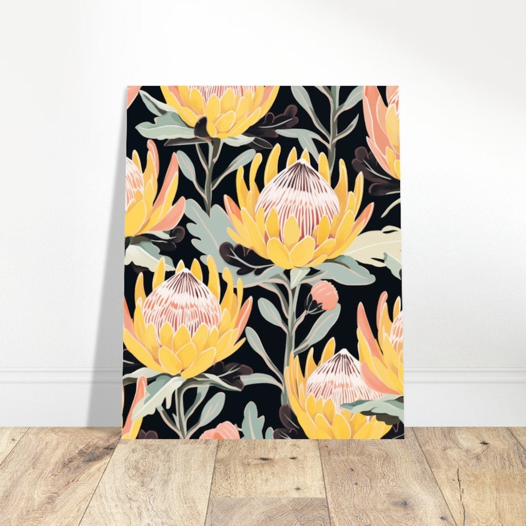 Vibrant Golden Proteas Premium Matte Paper Poster Western Cape Fauna ...