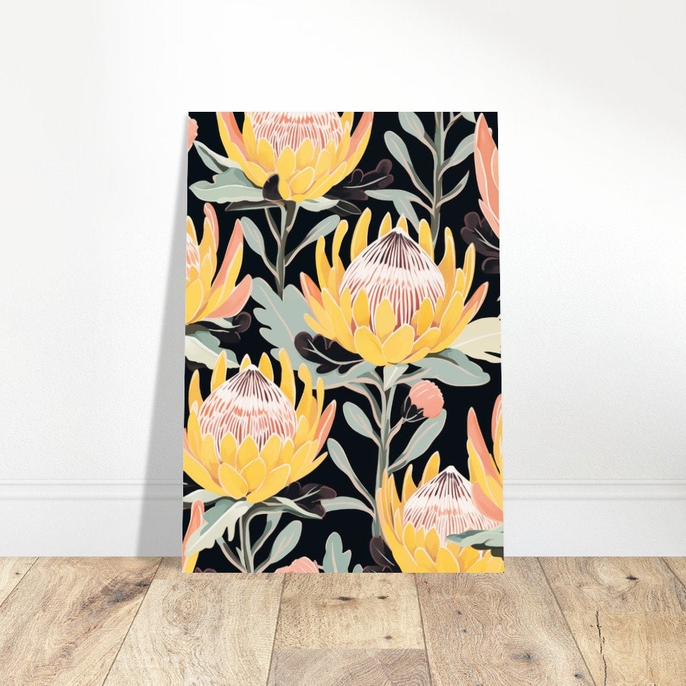 Vibrant Golden Proteas Premium Matte Paper Poster Western Cape Fauna ...