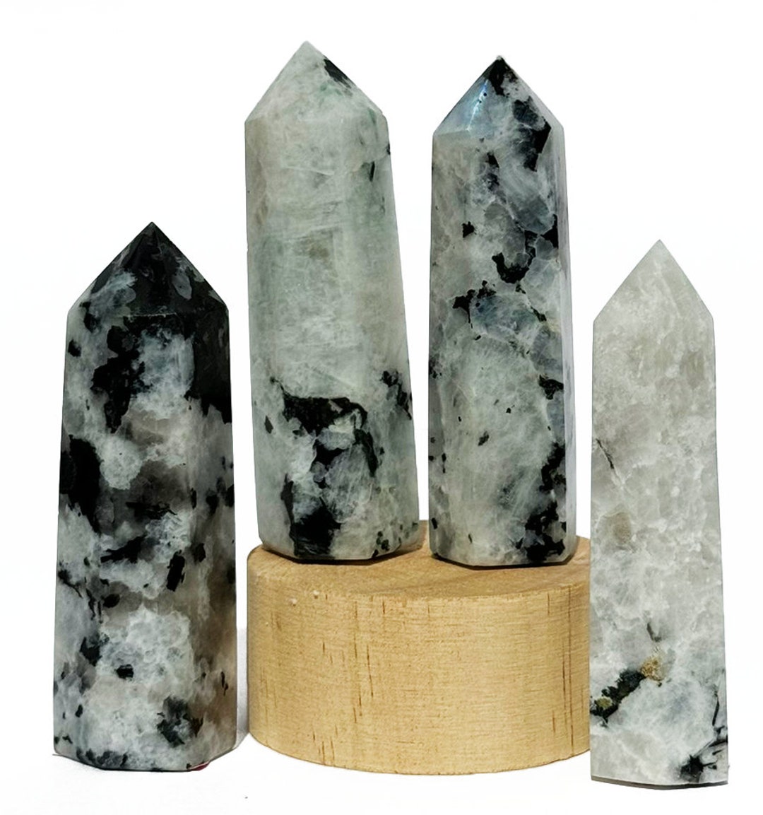 Rainbow Moonstone Towers With Blue Flash Natural Gemstone Crystal Point ...