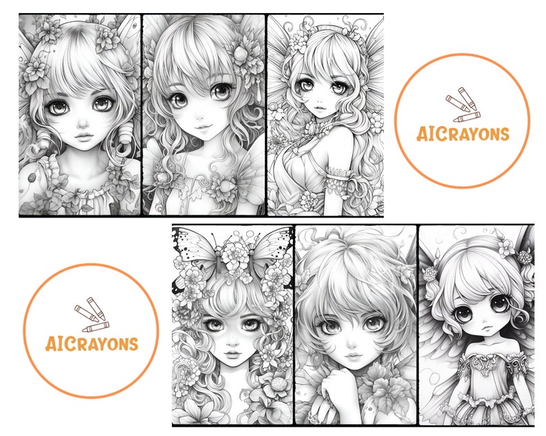 MAXI PACK 25 Cute Fairies Vol.2 Coloring Pages Printable Digital ...