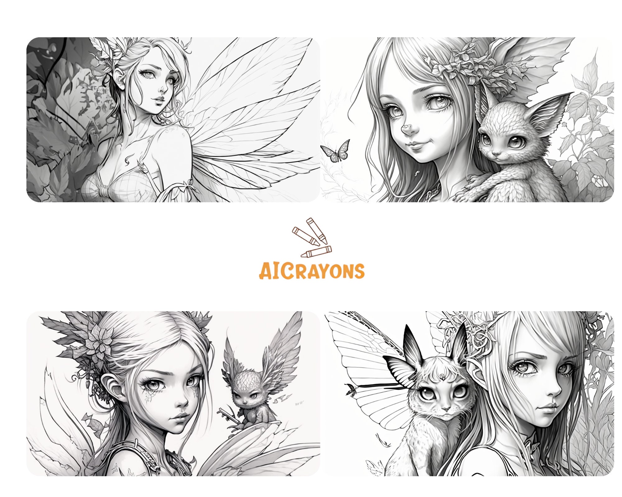 MAXI PACK 15 Delicate Fairy Coloring Pages Printable Digital Coloring ...