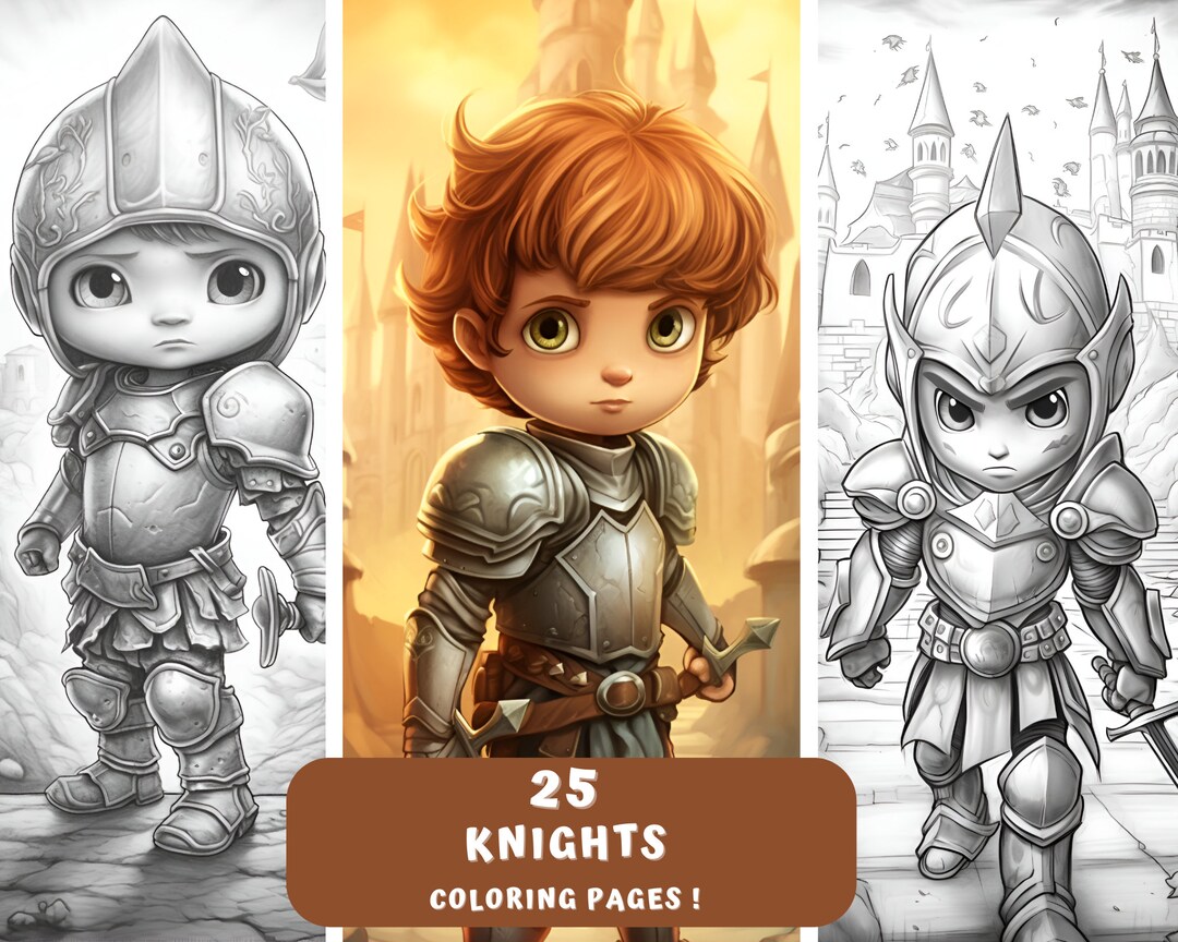 MAXI PACK 25 Knights Coloring Pages Printable Digital Coloring Digital ...