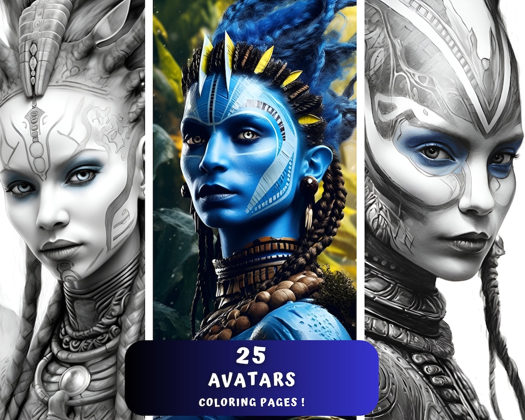 MAXI PACK - 25 Avatars Coloring Pages | Printable Digital Coloring ...