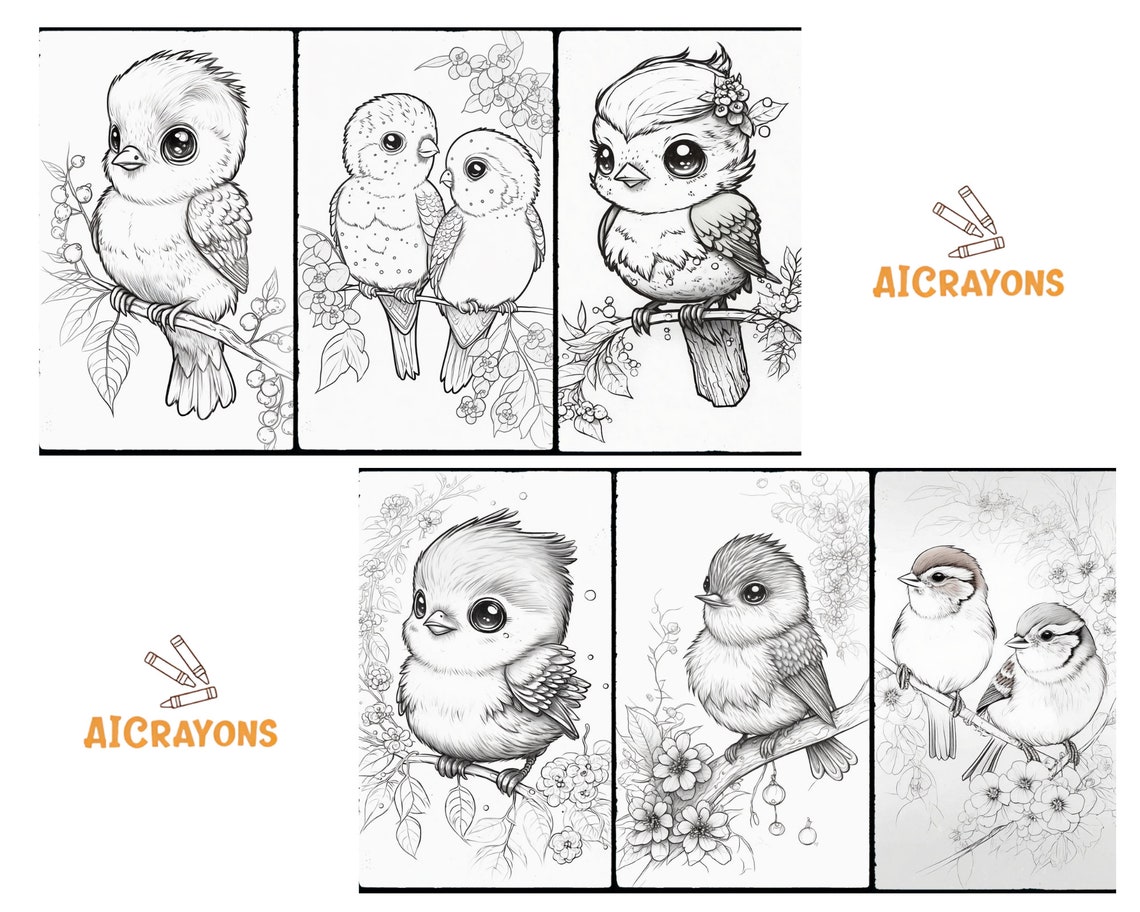 MAXI PACK 25 Cute Birds Coloring Pages Printable Digital Coloring ...