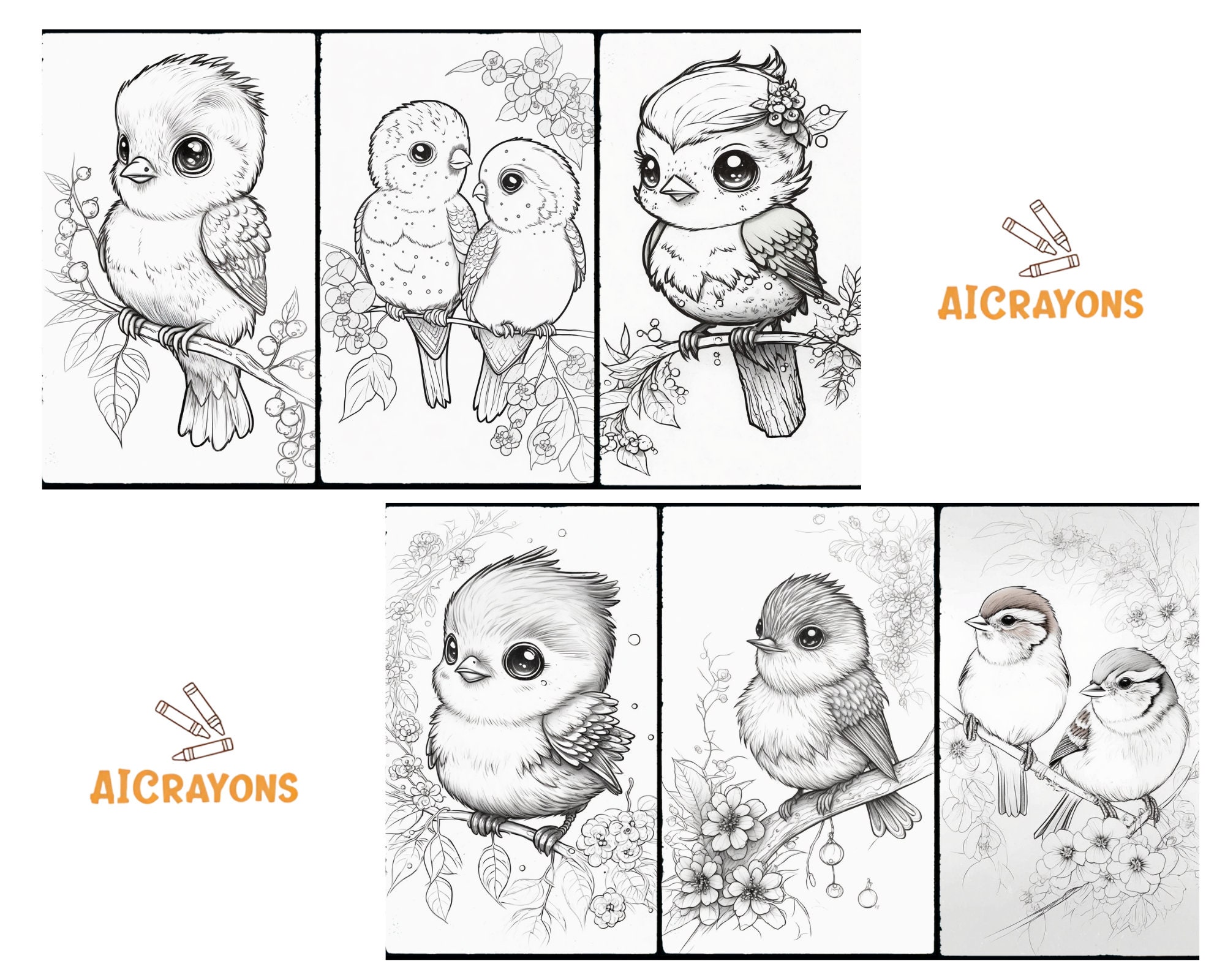 MAXI PACK 25 Cute Birds Coloring Pages Printable Digital Coloring ...