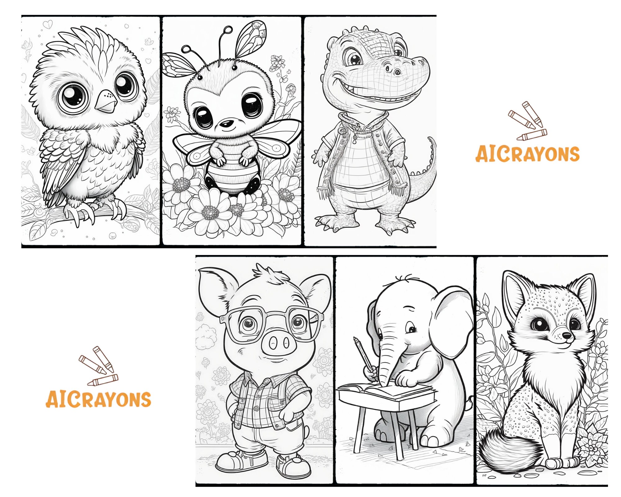 MAXI PACK 25 Cute Animals Coloring Pages Printable Digital Coloring ...