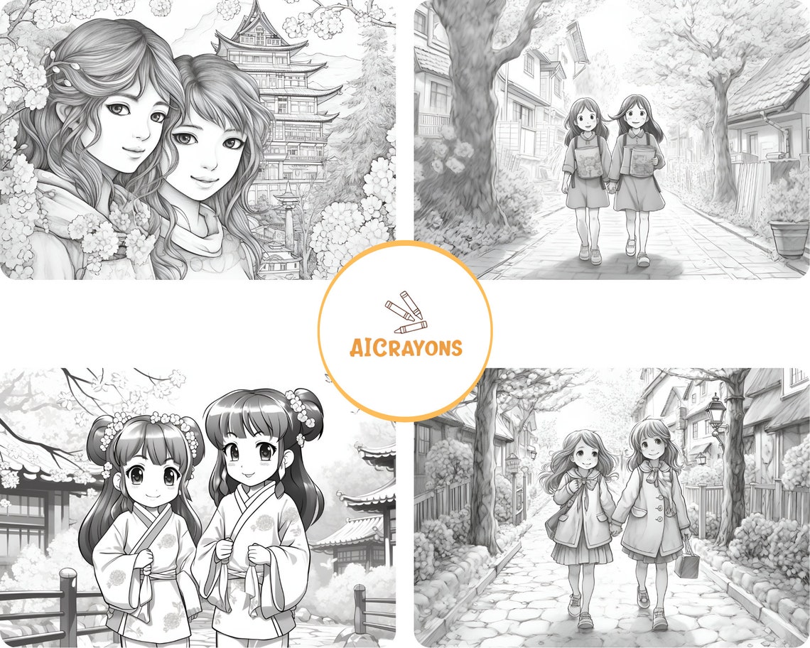 MAXI PACK 25 Sakura Sisters Coloring Pages Printable Digital Coloring Digital Download - Etsy