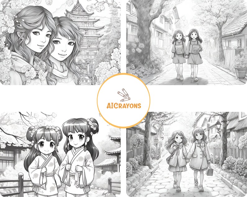 MAXI PACK 25 Sakura Sisters Coloring Pages Printable Digital Coloring ...