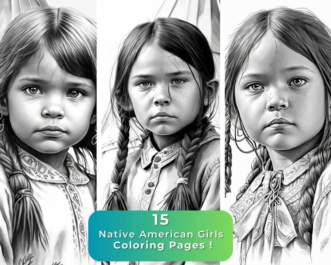 MAXI PACK 15 Native American Girls Coloring Pages Printable Digital ...