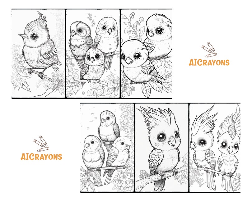 MAXI PACK 25 Cute Birds Coloring Pages Printable Digital Coloring ...