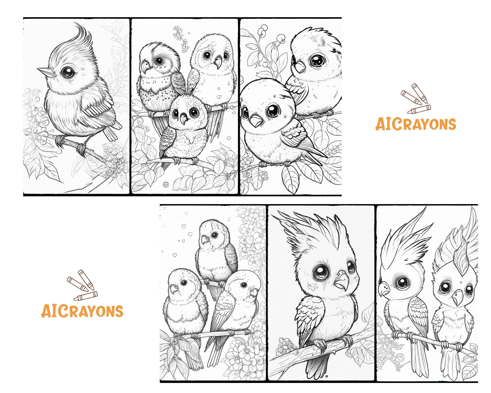 MAXI PACK 25 Cute Birds Coloring Pages Printable Digital Coloring ...