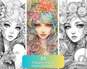 MAXI PACK 25 Fairy Girls Coloring Pages Printable Digital Coloring ...