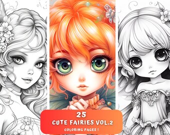 MAXI PACK 25 Fairy Girls Coloring Pages Printable Digital Coloring ...