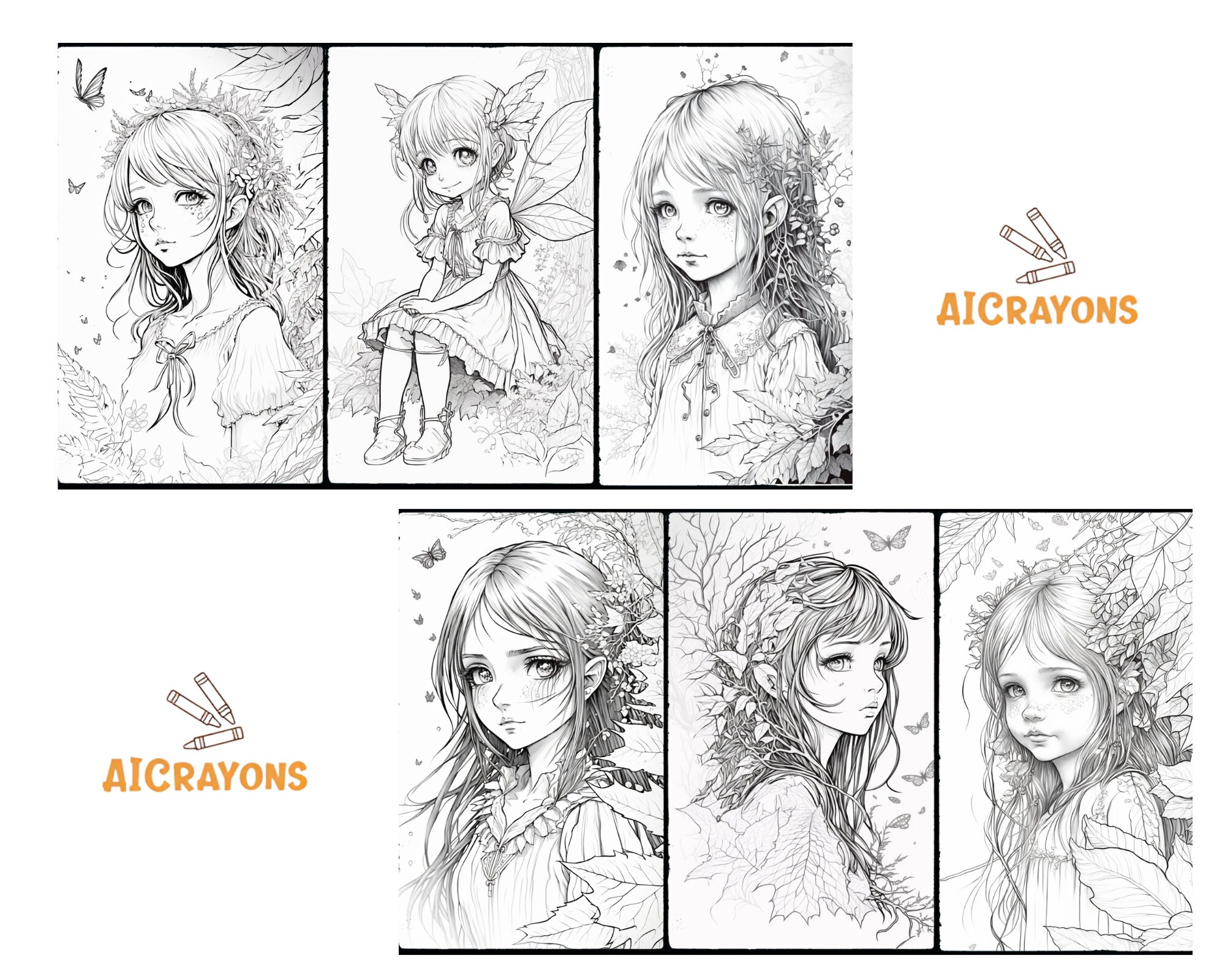 MAXI PACK 20 Beautiful Fairy Coloring Pages Printable Digital Coloring ...