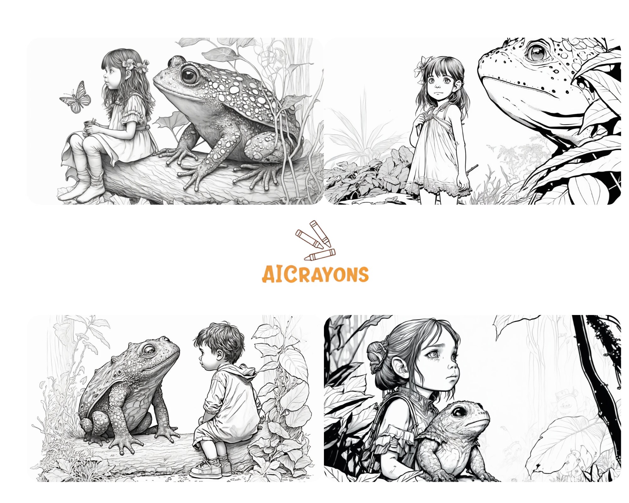 MAXI PACK 15 Cute Girls and her Frog Coloring Pages Printable Digital ...