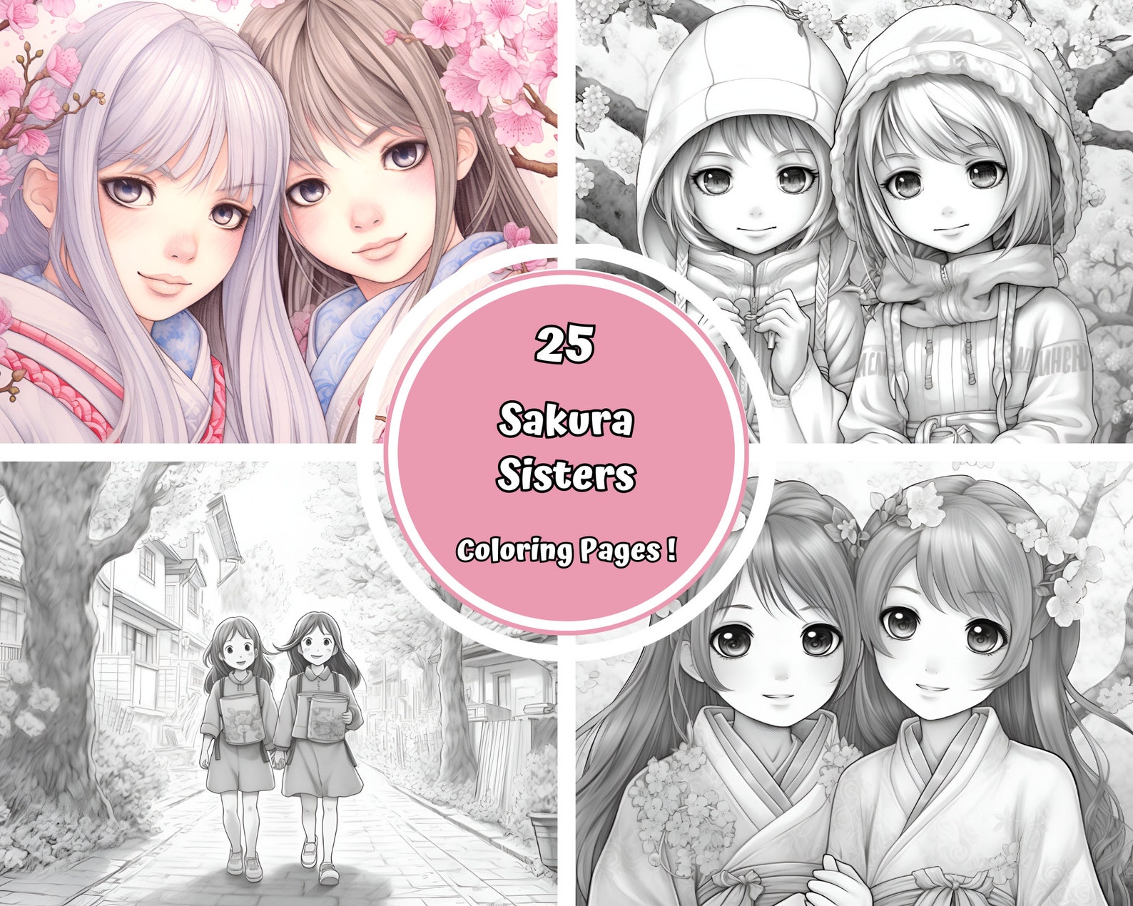 MAXI PACK 25 Sakura Sisters Coloring Pages Printable Digital Coloring Digital Download - Etsy