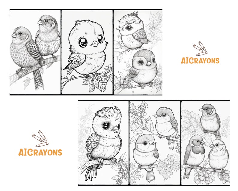 MAXI PACK 25 Cute Birds Coloring Pages Printable Digital Coloring ...