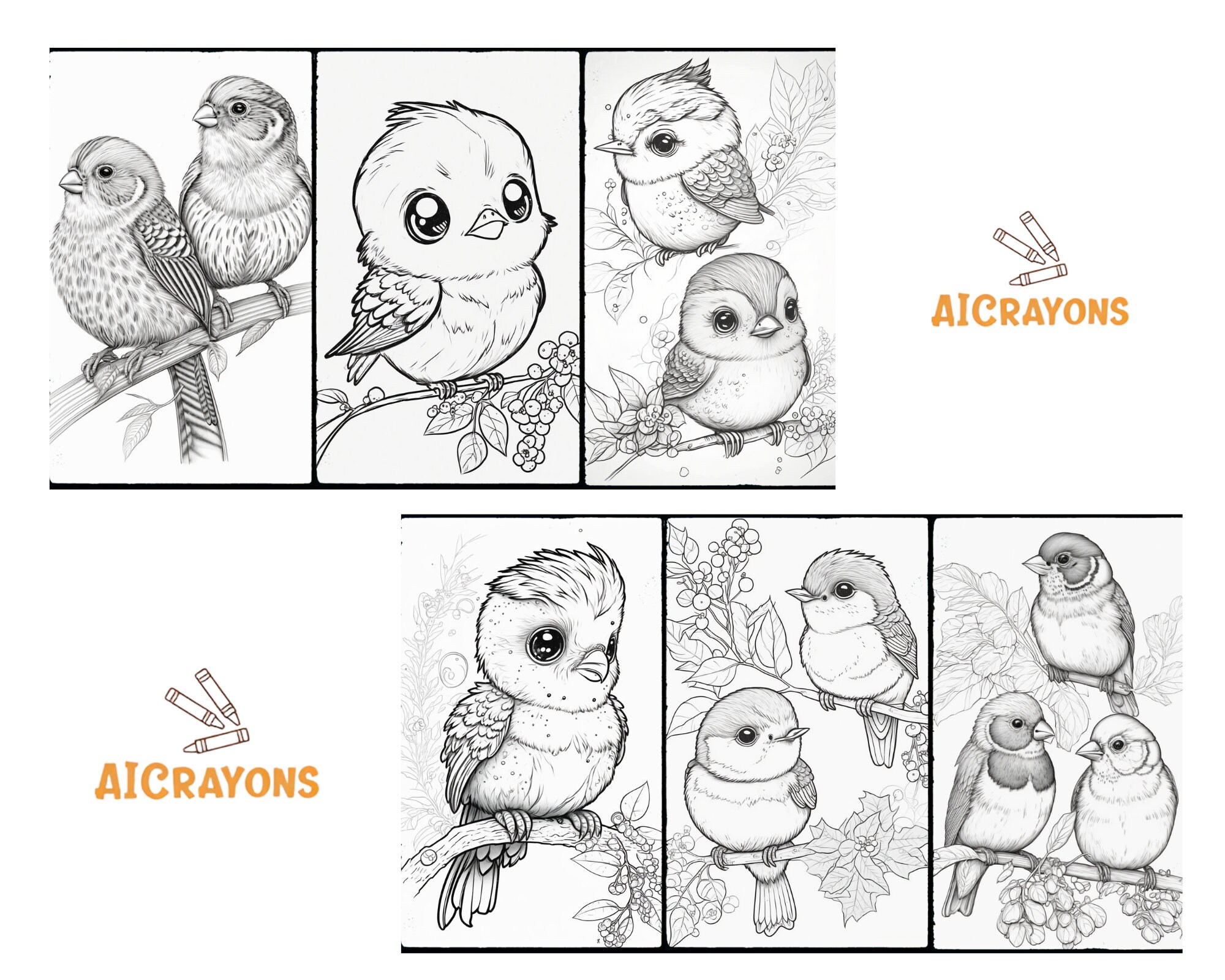 MAXI PACK 25 Cute Birds Coloring Pages Printable Digital Coloring ...