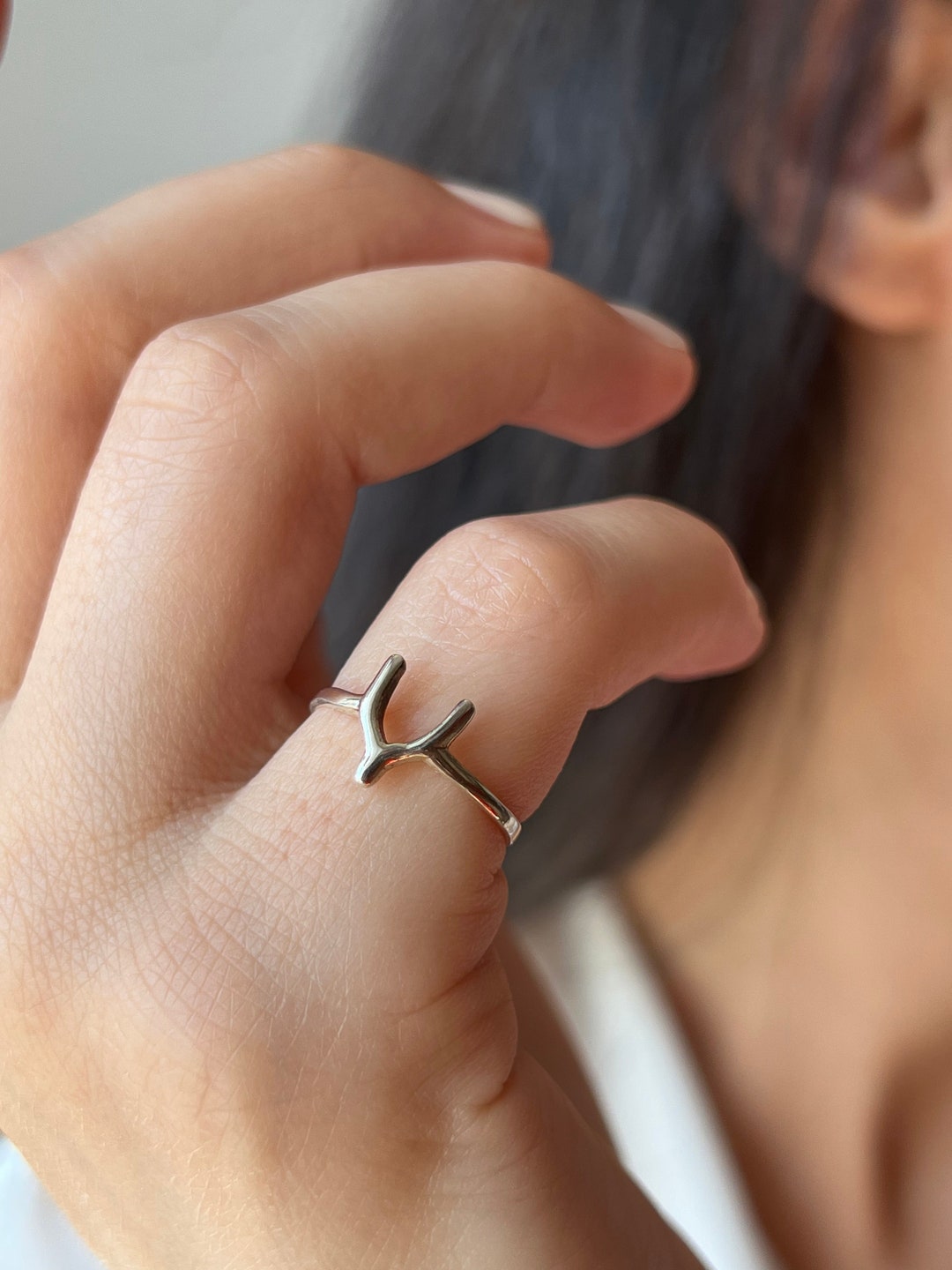Wishbone Ring 925 Sterling Silver 14K Gold Plated Luck Jewelry - Etsy
