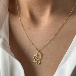 Panda Necklace • 14K Gold • Panda Pendant • Panda With High Quality ...