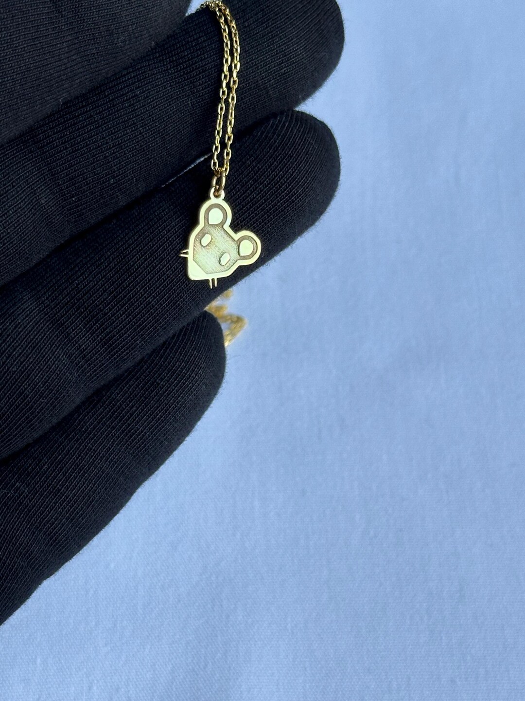 Mouse Necklace • 14K Gold Plated • 925K Silver Necklace • Rat Pendant ...