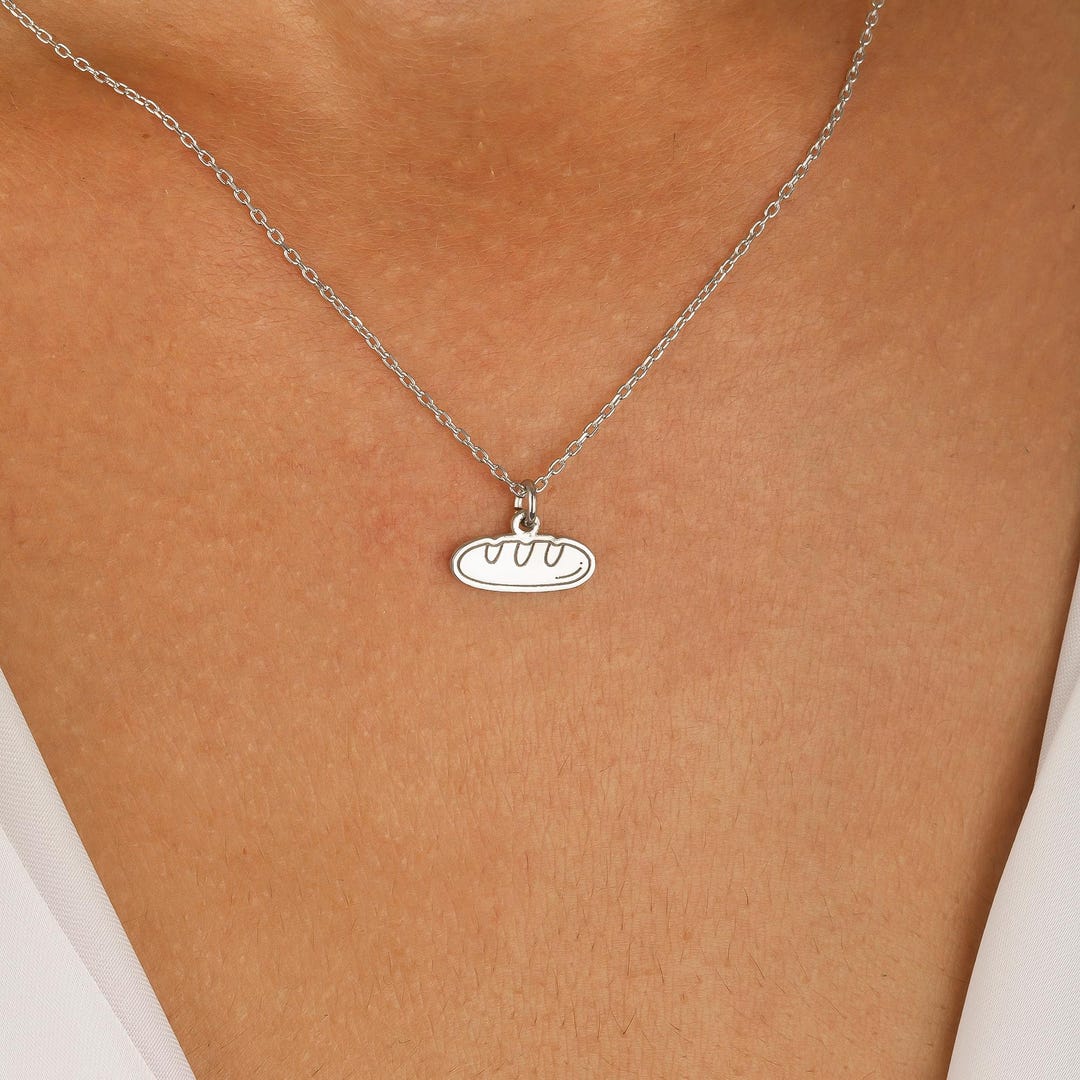 Bread Necklace • 14K Gold Plated • 925K Silver Necklace • Dough Pendant ...