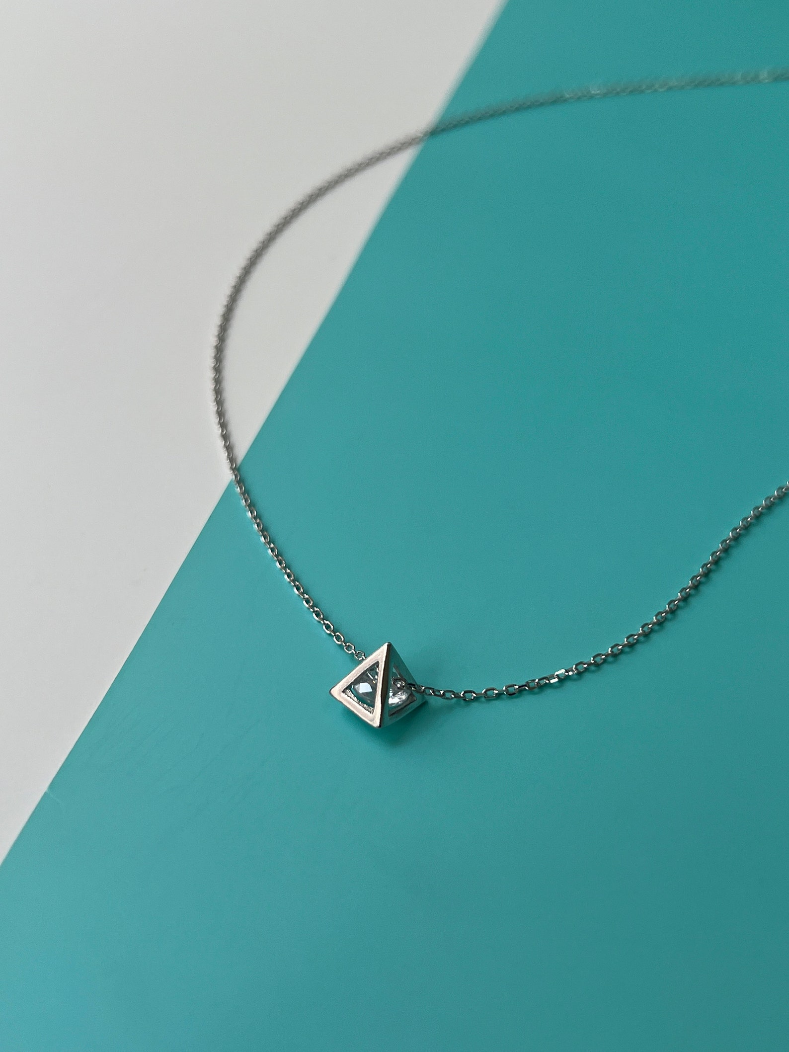 14K Gold Plated Pyramid Necklace Sterling Silver Triangle Pendant - Etsy