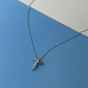 Gold Angel Necklace Sterling Silver Religious Pendant - Etsy