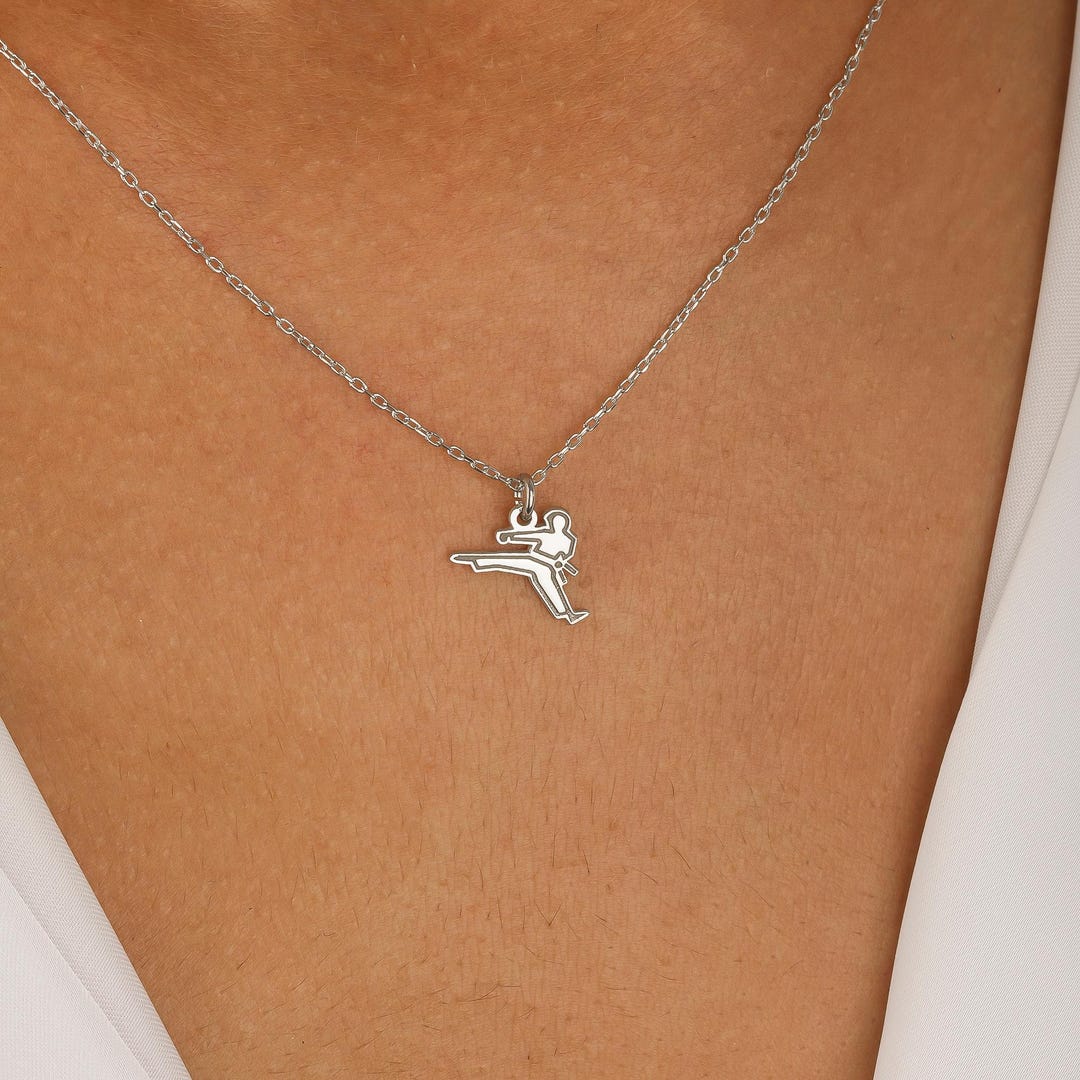Karate Necklace: 14K Gold Plated 925K Silver Combat Pendant - Etsy