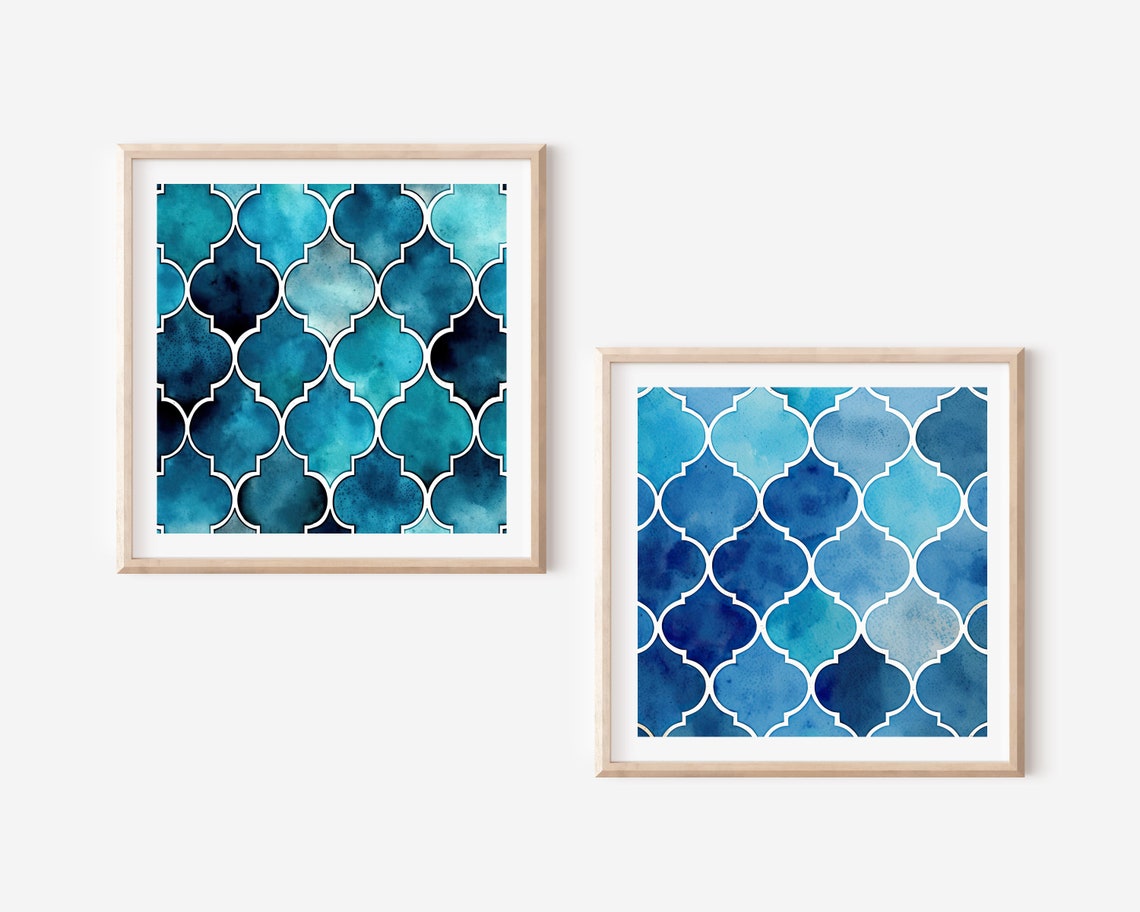Moroccan Tile Print Moroccan Printable Wall Art Watercolor Tile Artwork ...
