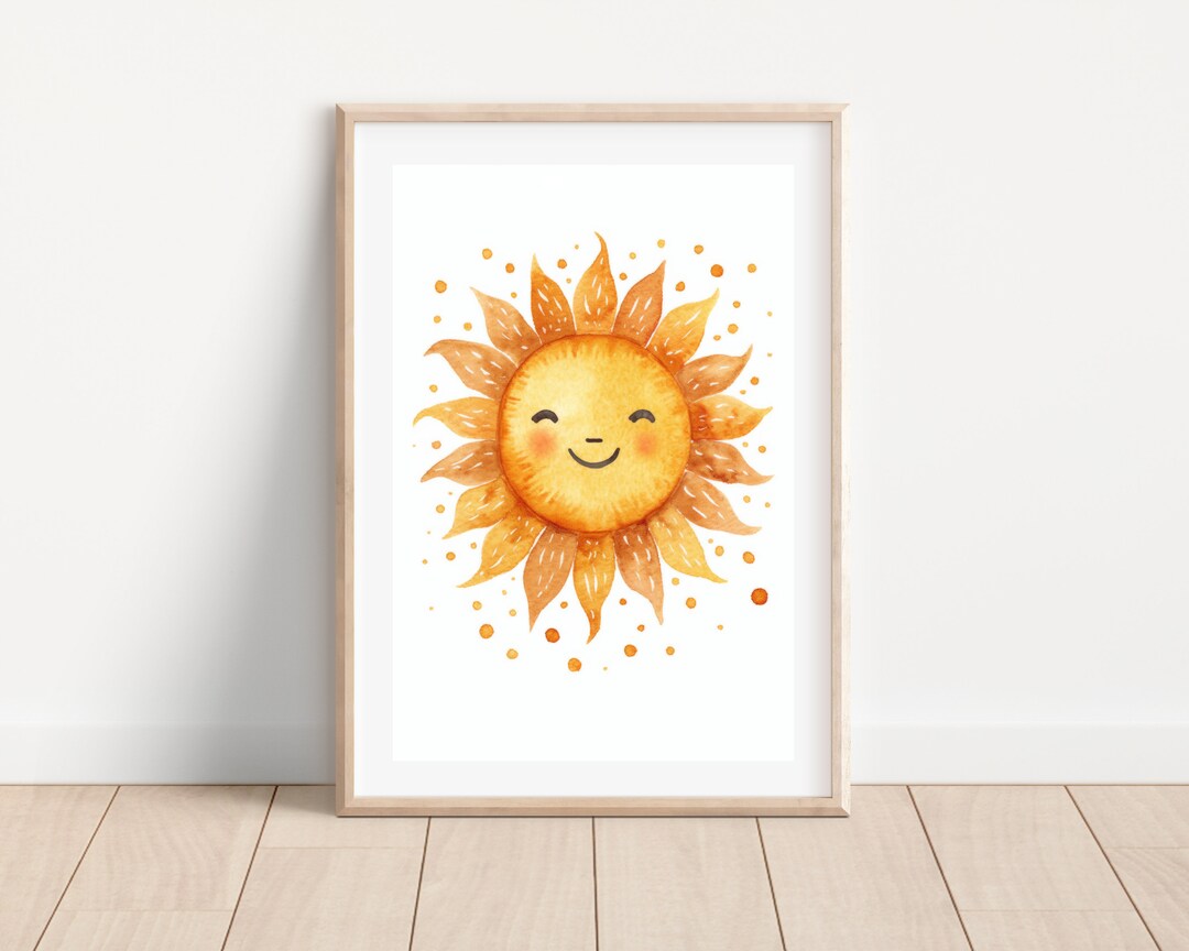 Watercolor Boho Sun Print, Nursery Sun Wall Art, Sun Playroom Decor ...