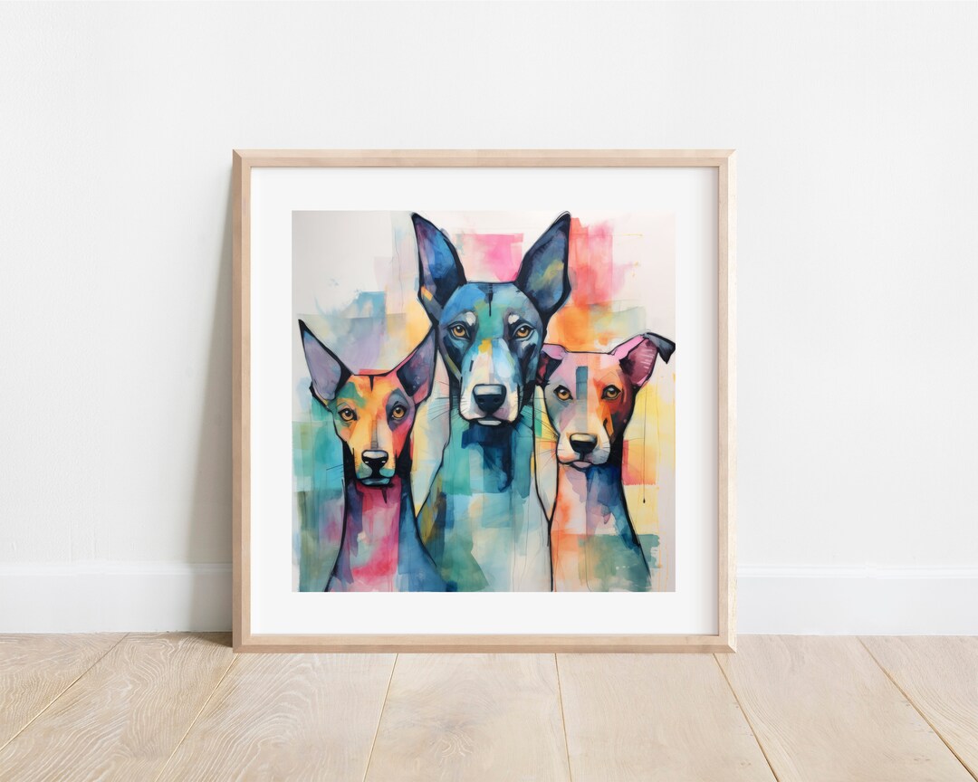 Watercolor Abstract Dog Wall Art Print, Abstract Doberman Art Print ...