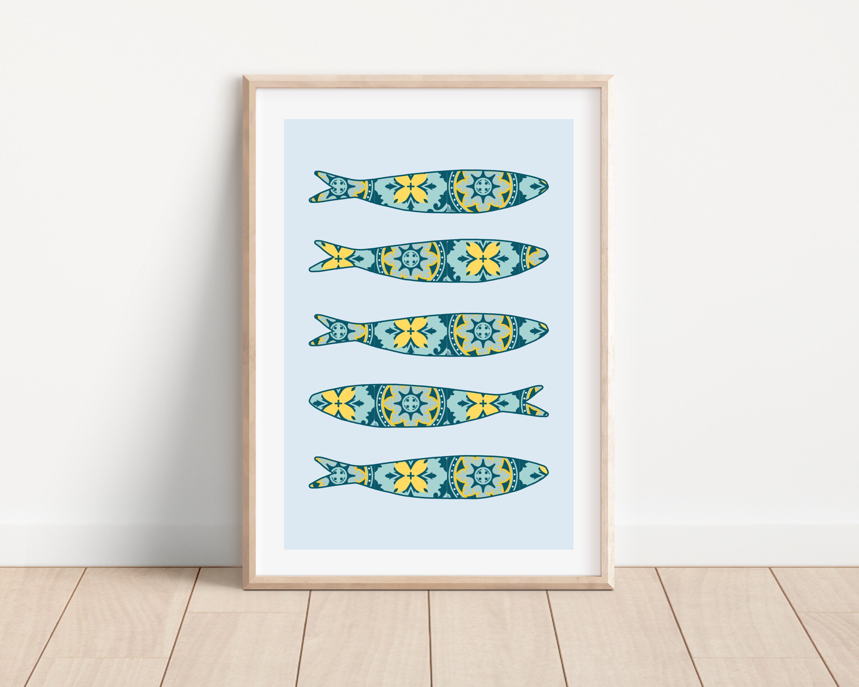 Portuguese Sardine Wall Art, Portugal Tile Print, Modern Tile Wall ...