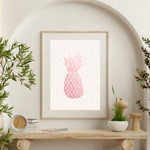 Tropical Pink Pineapple Fruit Wall Art Print, Pineapple Tropical Summer ...