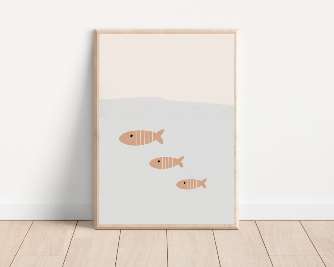Cute Boho Fish Nursery Wall Art Print, Boho Coastal Nursery Fish Wall ...