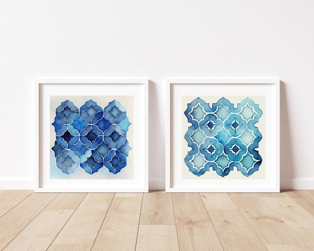 Moroccan Tile Print Moroccan Printable Wall Art Watercolor Tile Artwork ...