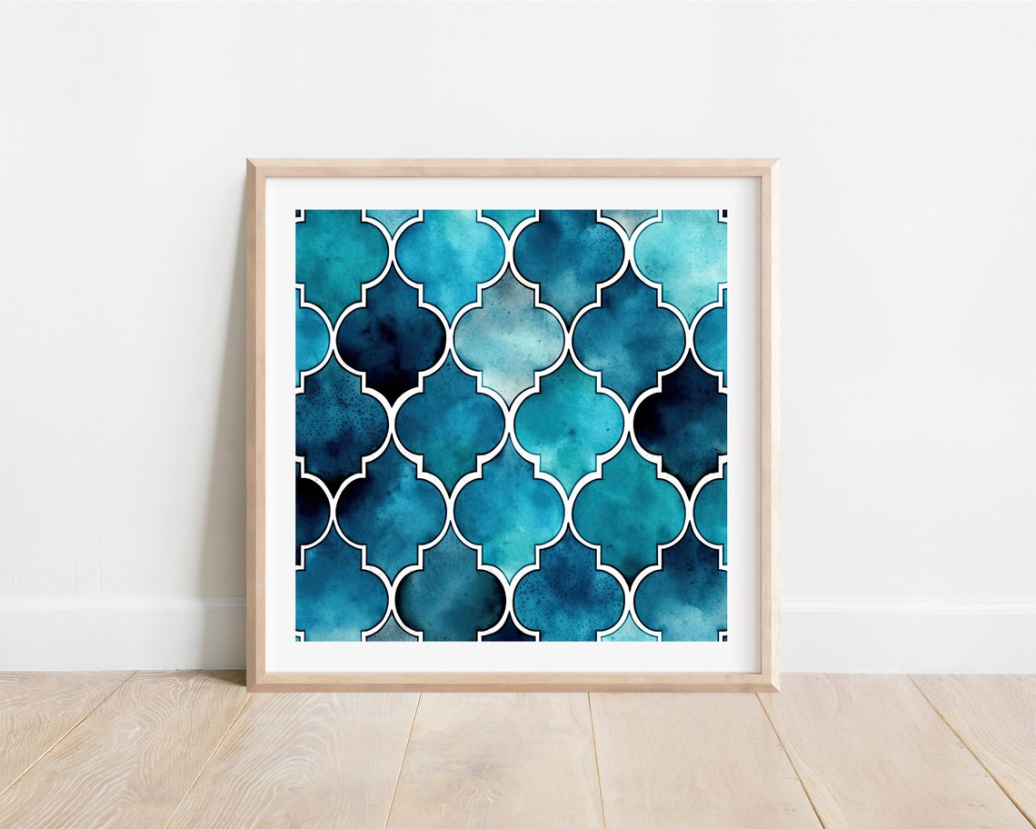 Moroccan Tile Print Moroccan Printable Wall Art Watercolor Tile Artwork ...