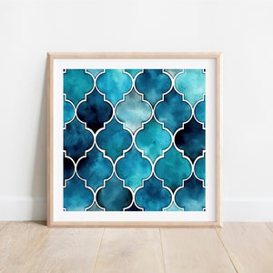 Moroccan Tile Print Moroccan Printable Wall Art Watercolor Tile Artwork ...