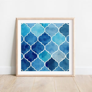 Moroccan Tile Print Moroccan Printable Wall Art Watercolor Tile Artwork ...